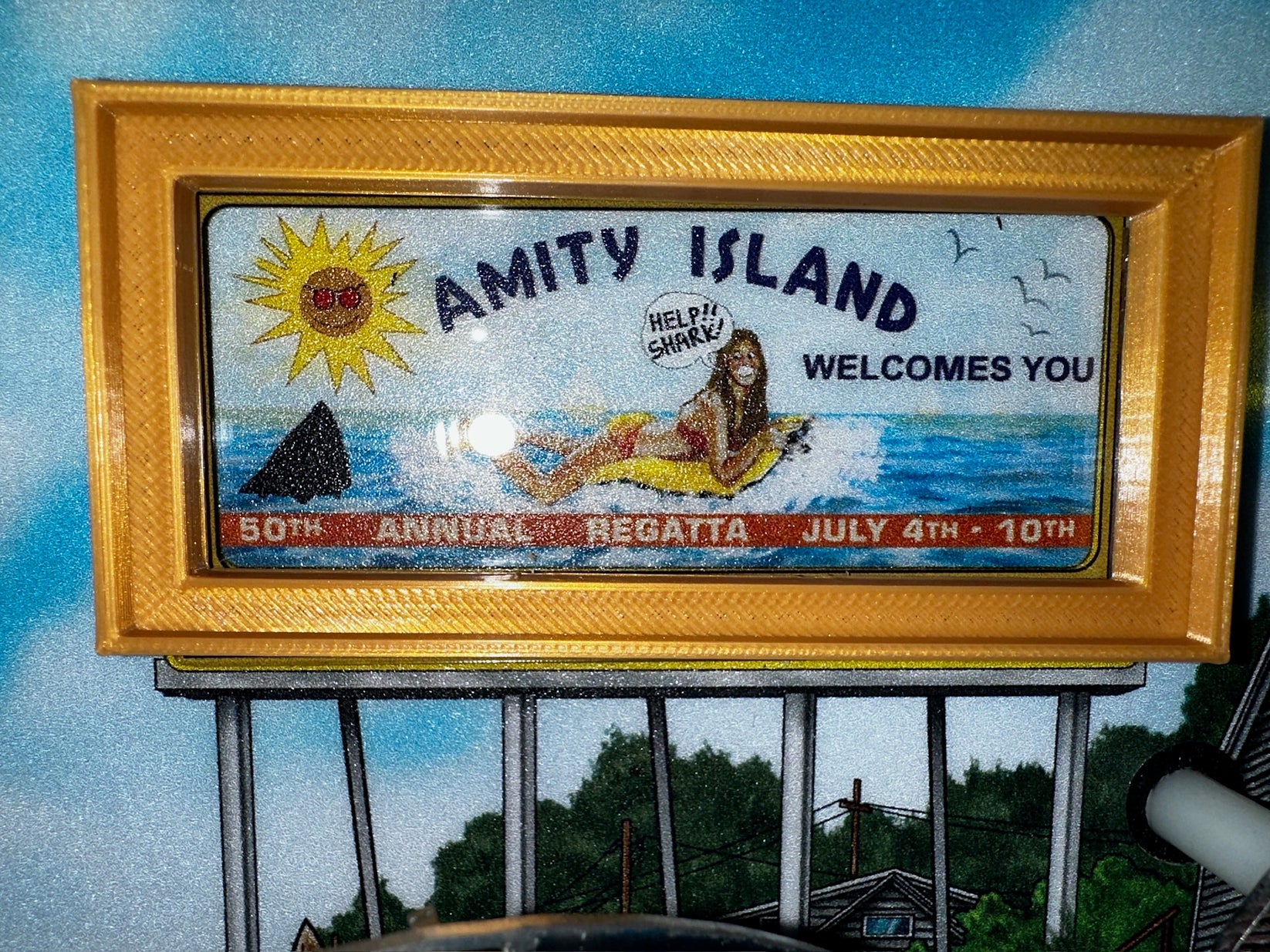 Jaws Pinball Welcome to Amity Sign Frame – Lermods Pinball Machine Company