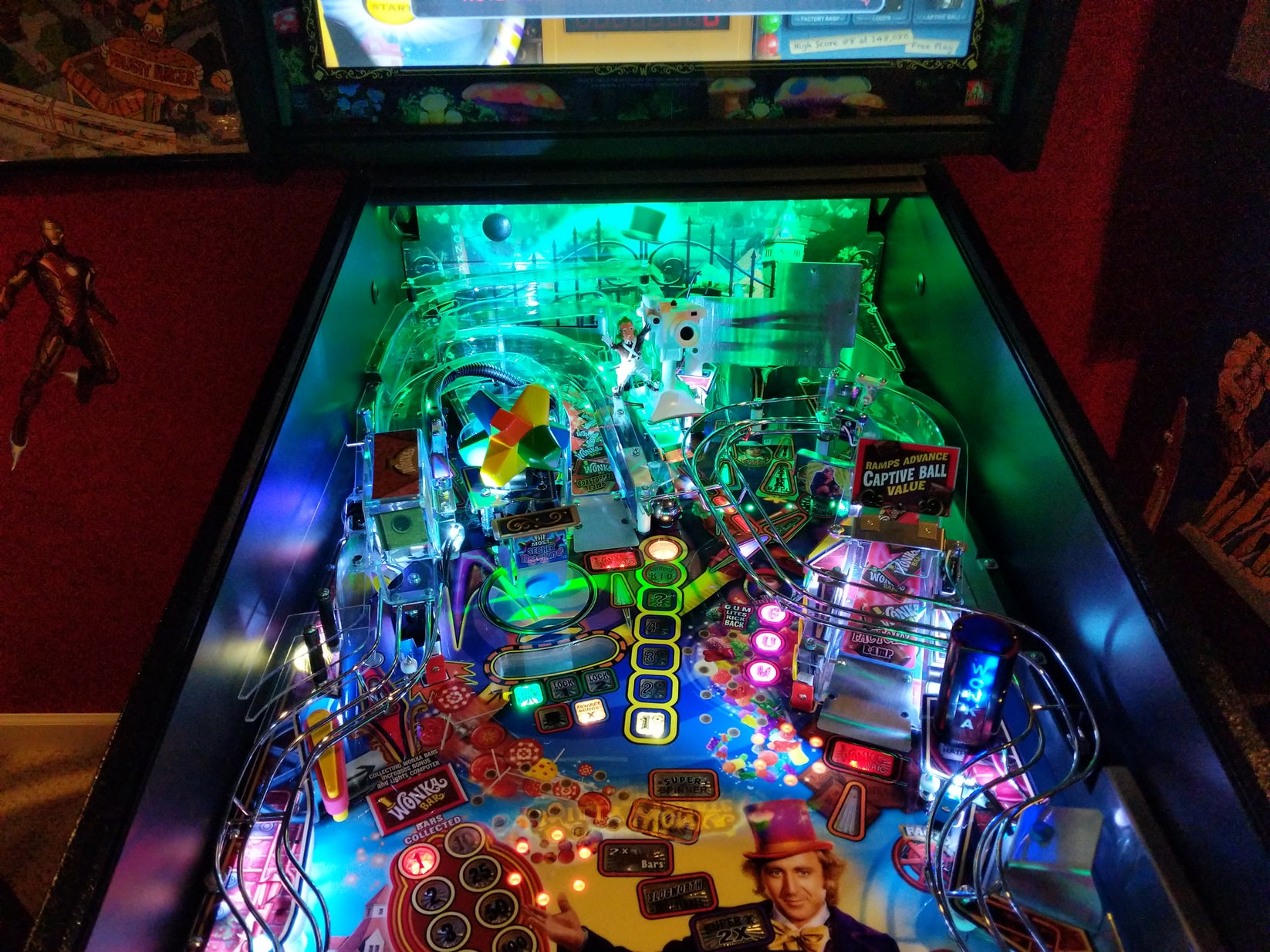 Willy Wonka & the Chocolate Factory Pinball LED Strip Backboard/Trough ...